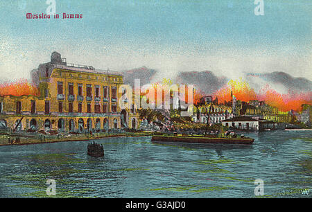 Aftermath of Earthquake and Fire at Messina, Sicily, Italy Stock Photo ...