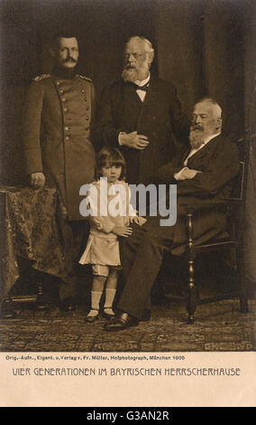 German family group in a studio portrait -- a man and three women, all ...