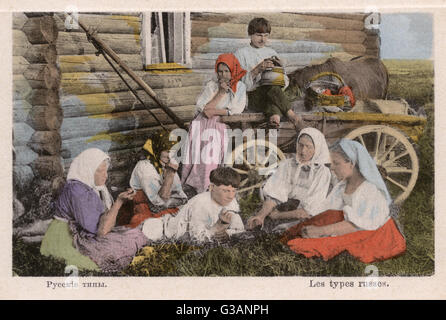 A group of Russian serfs in the village of Goumnist, between Kostroma ...