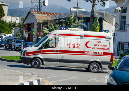 Emergency medical services in Cyprus. Ambulance van on the Cypriot map ...