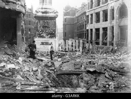 London Blitz Bomb Damage 1940 WW2 Smoke rises from behind the dome of ...