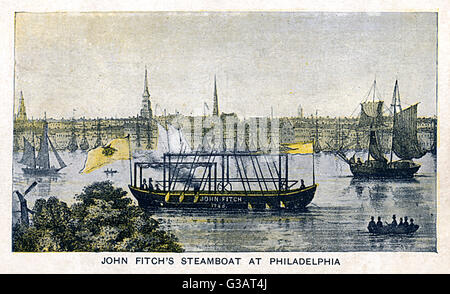 John Fitch's steamboat on the Delaware River at Philadelphia was the ...