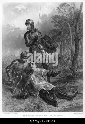 Death of Warwick the Kingmaker, Battle of Barnet, 1471 (1864 Stock ...