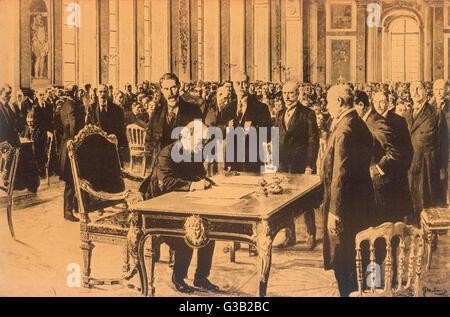 TREATY OF VERSAILLES 28 June 1919. Signatories from Germany and the ...