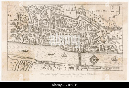 Map of London at the time of Queen Elizabeth I Stock Photo - Alamy