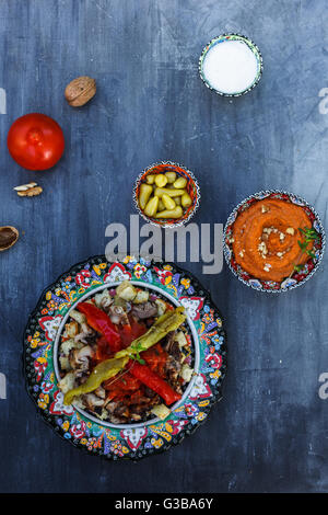 iskender Doner / Turkish Traditional Food with Yogurt in Antique Copper ...