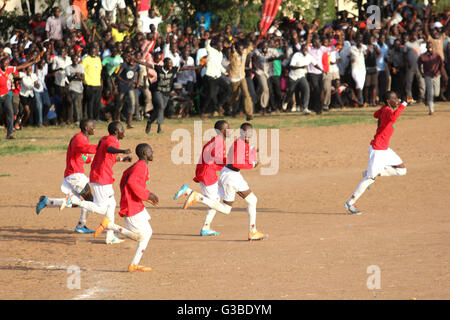 Kibuli Secondary school fans jubilate after victory during the Uganda ...