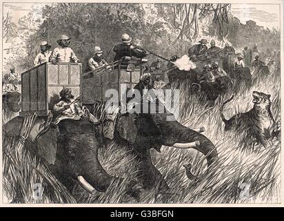 Edward, Prince of Wales, hunting tiger during his state visit to Stock ...