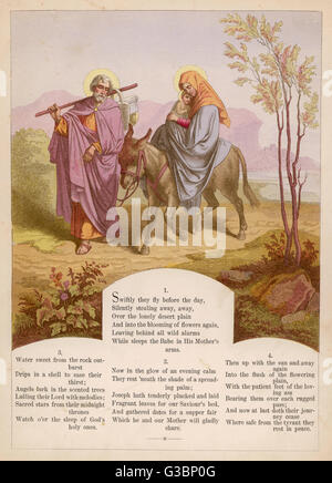 The Flight into Egypt - Jesus, Mary and Joseph flee to Egypt to Stock ...