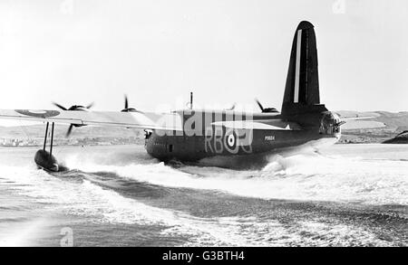 Short Sunderland RAF flying boats in formation. They are L5799, L5805 ...