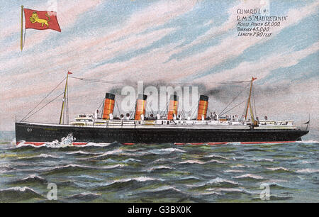 The ocean liner "Mauretania" of the Cunard Line approaches the port of ...