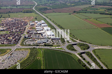 aerial view of the A46 dual carriageway main road in Leicestershire, UK ...