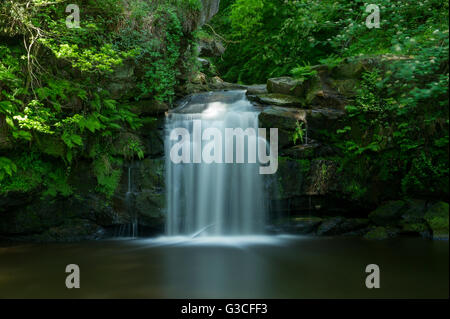 Long exposure of the waterfall on the Eller Beck river flowing past ...
