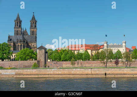 View on Magdeburg city center and downtown in Spring, Magdeburg ...