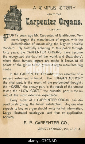 Advert for E P Carpenter Company, Brattleboro, Vermont, USA Stock Photo ...