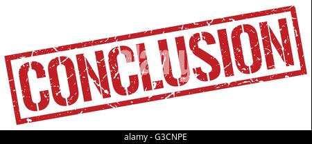 Grunge red conclusion square rubber seal stamp on white background ...