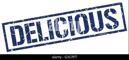 Grunge blue delicious square rubber seal stamp Stock Vector Image & Art ...