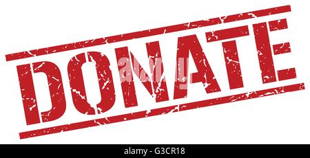 red donate square stamp. donate grunge sign set Stock Vector Image ...