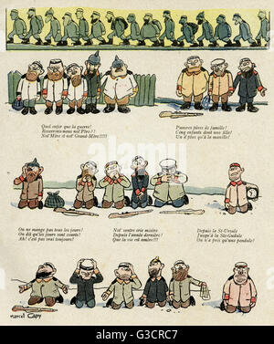 Cartoon, German soldiers surrendering, WW1 Stock Photo - Alamy