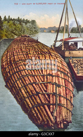 river raft, log raft, timber transportation Stock Photo - Alamy