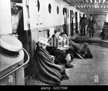 Steerage passengers on an emigrant ship out of Liverpool to New York ...