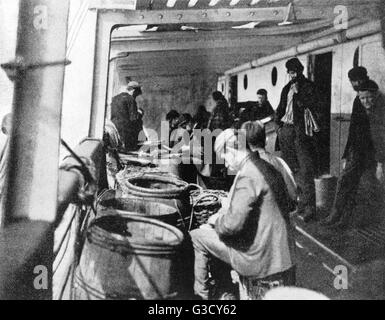 Steerage passengers on an emigrant ship out of Liverpool to New York ...