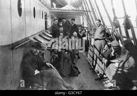 Steerage passengers on an emigrant ship out of Liverpool to New York ...