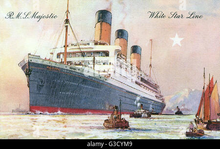 RMS Majestic White Star ocean liner. From The Romance of the Merchant ...
