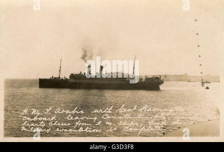 White Star Ocean liner SS Arabic, sunk by u boat, 19 August 1915 Stock ...