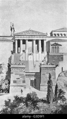 Reconstruction of the propylaea, the entrance to the Acropolis in Stock ...