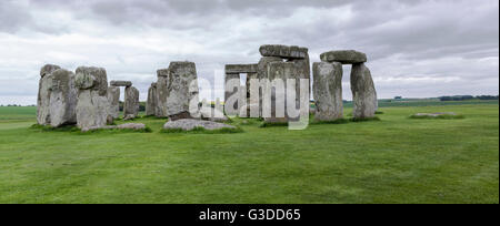 Panoramic view of Stonehenge, a prehistoric megalithic structure on ...