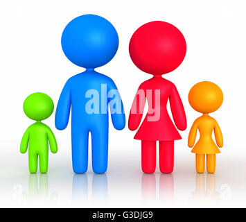 3d people - parents with children. 3d figures of family father, mother ...