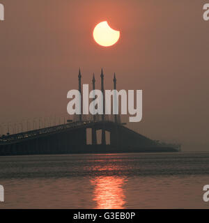 Partial Solar Eclipse in Penang Bridge, George Town, Penang, Malaysia ...