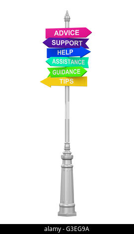 Sign Directions Support Help Tips Advice Guidance Assistance Stock ...