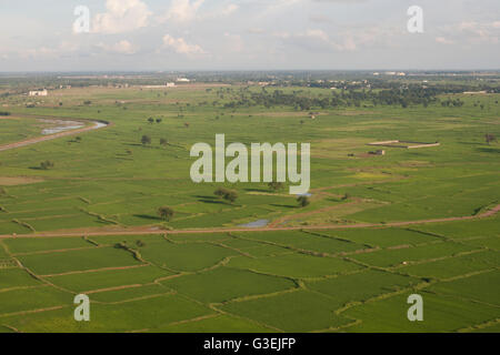 Aerial view of city of Raipur capital of Chattisgarh with its fields ...