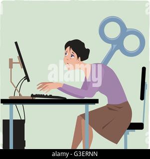 women working in desk with computer Stock Vector Image & Art - Alamy