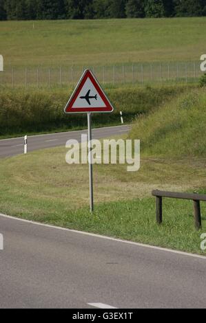 Roadsign warning of low flying aircraft, Lord Howe Island, Australia ...