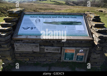 Adam Sedgwick and the Dent Fault information board overlooking the Dent ...