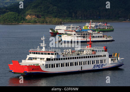 Ferries in Lembar Port, Lombok Island, West Nusa Tenggara Province ...