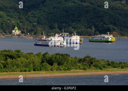 Ferries in Lembar Port, Lombok Island, West Nusa Tenggara Province ...
