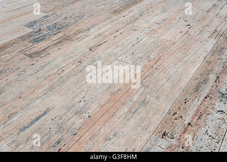 Wood deck around swimming pool. Poolside decking design close up ...
