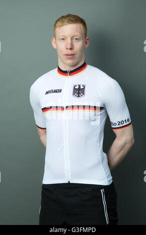 Cottbus, Germany. 10th June, 2016. Track cyclist Miriam Welte poses in ...