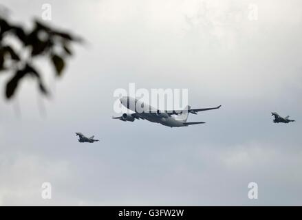 Royal fly past as part of Queen Elizabeth's 90th birthday celebrations ...