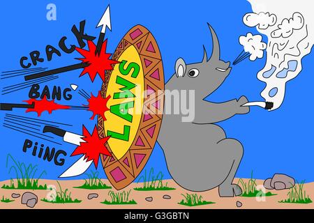 Cartoon of protection and conservation of wildlife against poaching ...