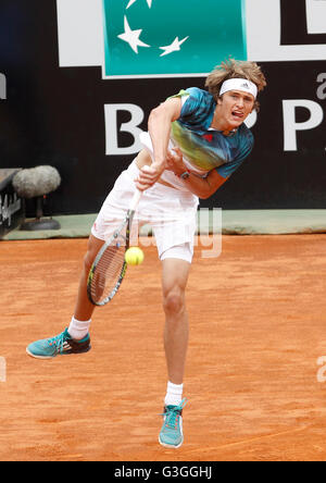 Germany's Alexander Zverev returns the ball to Italy's Jannik Sinner ...
