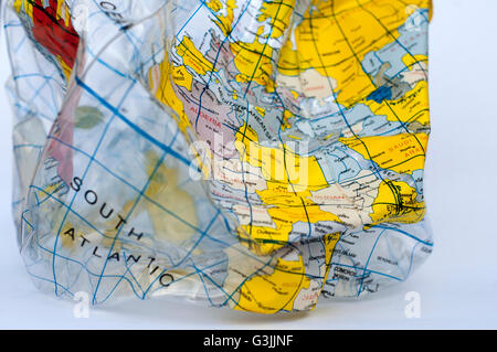 Plastic globe deflated - global / earth / broken / problems / climate ...