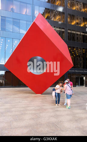 Red Cube Sculpture on Broadway in New York - USA Stock Photo - Alamy