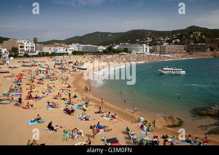 View of Tossa de Mar beach and coastline from the ancient castle, Costa ...