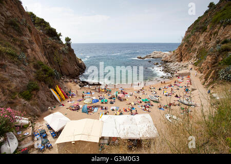 Tossa de Mar Codolar beach platja in Costa Brava of Catalonia Spain ...