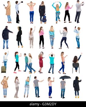 Collection " Back view people ". Rear view people set. backside view of ...